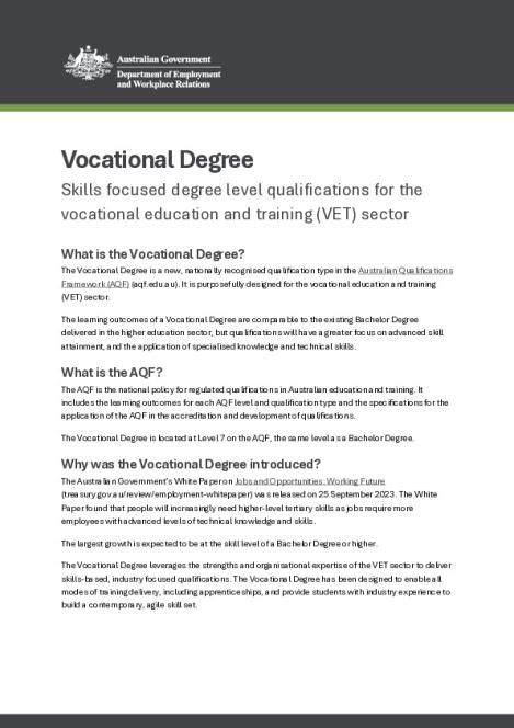 Vocational Degree Faqs Department Of Employment And Workplace