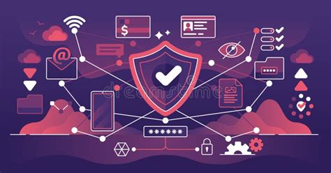 Network Security And File Storage Safety For Cyberspace Outline Concept Stock Vector