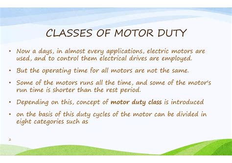 Classes Of Motor Duty Pdf