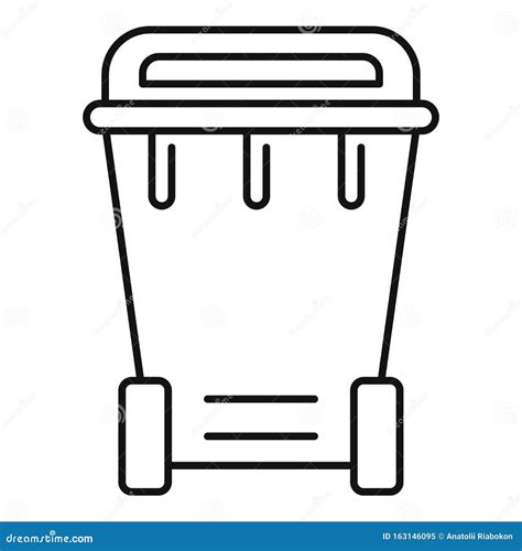 Plastic Garbage Bin Icon Outline Style Stock Vector Illustration Of