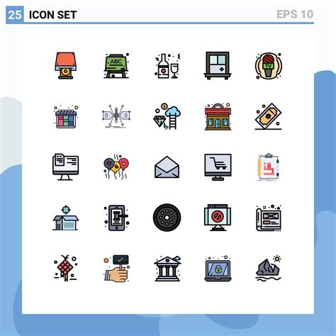 User Interface Pack Of 25 Basic Filled Line Flat Colors Of Iteration Microphone Drink Journalist