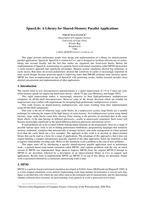 Pdf Spacelib A Library For Shared Memory Parallel Applications