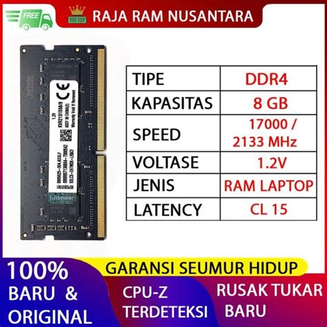 Jual RAM LAPTOP KINGSTON DDR4 8GB PC 17000 2133 MHz ORI GAMING RAM SODIMM 1 2v 8GB Shopee