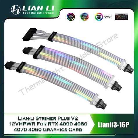 Lian Li 스트리머 플러스 V2 12vhpwr Rtx 4090 4080 4070 4060 그래픽 카드용 16 핀 Gpu