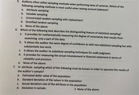solved 5 auditors often utilize sampling methods when