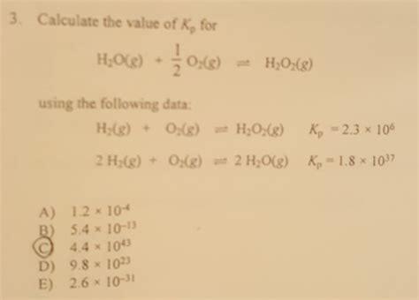 Solved Calculate The Value Of Kp For Using The Following Chegg Com