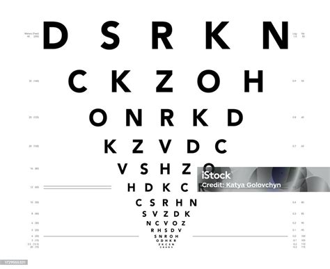Logmar Chart Eye Test Chart Medical Illustration Line Vector Sketch Style Outline Isolated On
