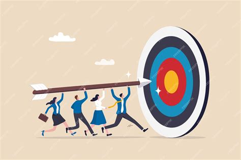premium vector aiming at target reaching goal or achievement team
