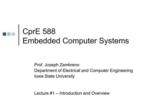 This Is Lecture One Of The Course That Teaches About Embedded Systems Ppt