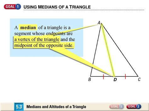 A Median Of A Triangle Is A Segment Whose Endpoints Are Ppt Download