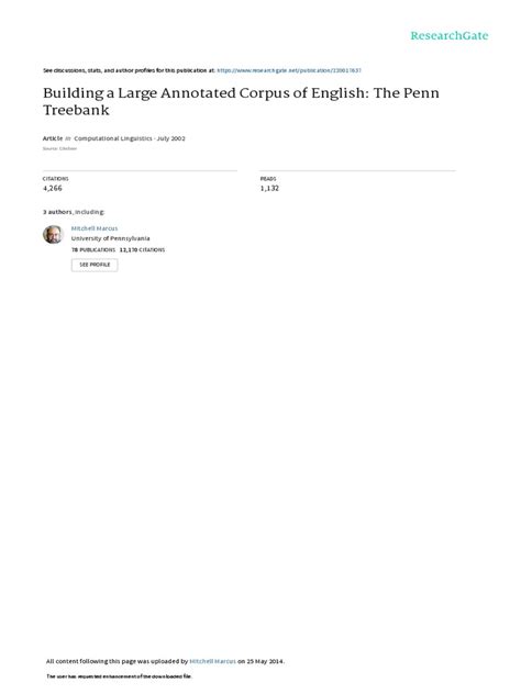 Building A Large Annotated Corpus Of English The Penn Treebank Pdf