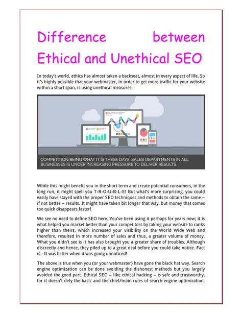 PPT Difference Between Ethical And Unethical SEO PowerPoint
