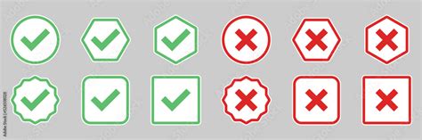 Check And Wrong Marks Icon Set Tick And Cross Marks Accepted Rejected