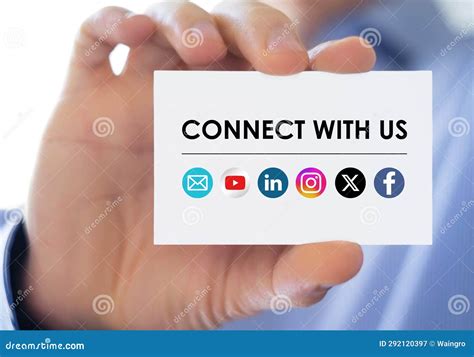 Connect With Us Business Card With Social Media Icons Editorial