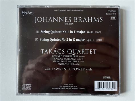 Brahms String Quintets Takács Quartet Lawrence Power Hyperion Audio Cd Cda67900