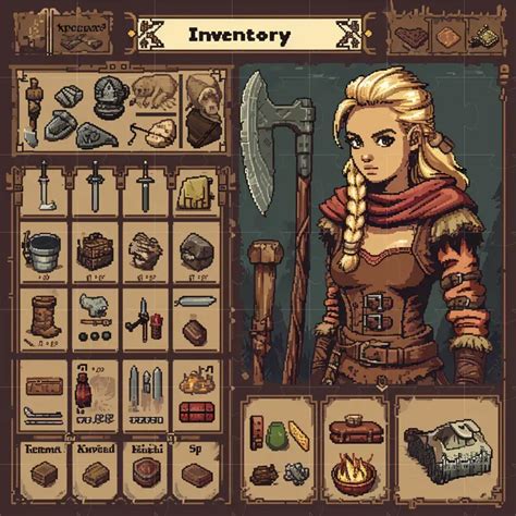 Pixel Art Game Inventory Tab Designs Midjourney Prompt Promptbase