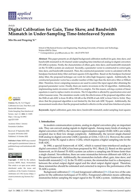 Pdf Digital Calibration For Gain Time Skew And Bandwidth Mismatch In Under Sampling Time