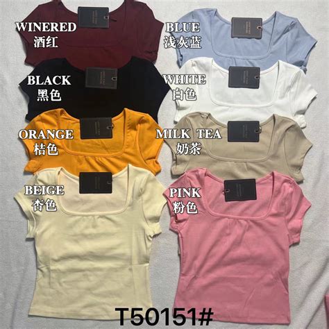 【t50151】独家爆款高品质方领短袖纯棉弹力简约日常百搭款上衣 【b R2 C6】 Laddy First Wardrobe