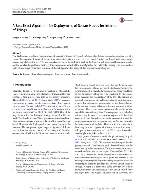 A Fast Exact Algorithm For Deployment Of Sensor Nodes For Internet Of