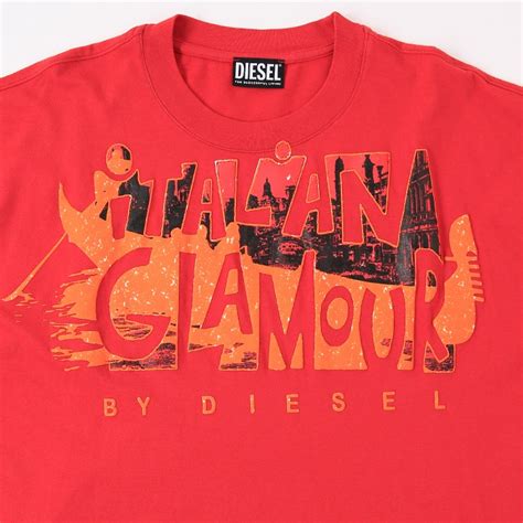 【楽天市場】 Diesel ディーゼル メンズ エンボス加工プリント リラックスフィット 半袖tシャツ カットソー【t Wash D3】【サイズs】【2サイズ程大きめのサイズ感】【レッド