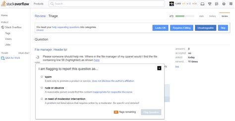 Flag Options Missing In Triage Queue Meta Stack Overflow