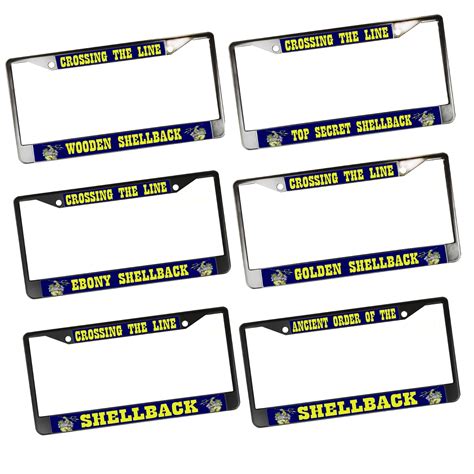 One Military Golden Shellback Crossing The Line Metal License Plate