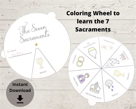 7 Sacraments Coloring Wheel Sunday School Activity Church Activity