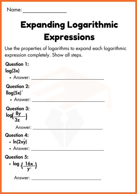 Condensing And Expanding Logarithms Worksheets