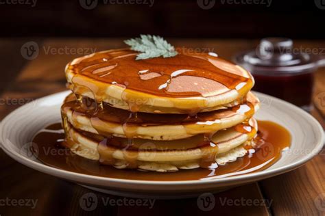 Ai Generated Sweet Pancakes Maple Syrup Flower Generate Ai 40528405