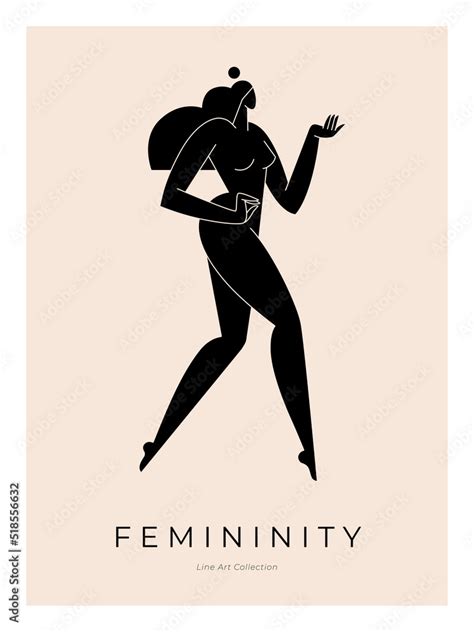 Vecteur Stock Contemporary Abstract Poster Nude Female Body Woman