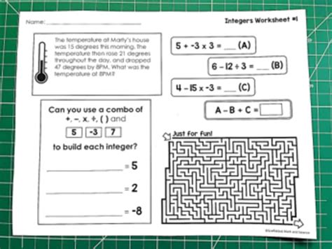 Integer Operations Activities Bundle By Scaffolded Math And Science