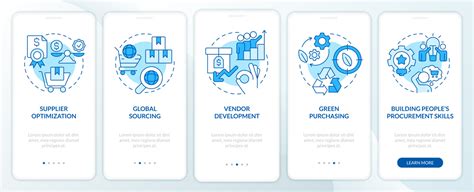 Effective Procurement Strategies Blue Onboarding Mobile App Screen Walkthrough 5 Steps Editable
