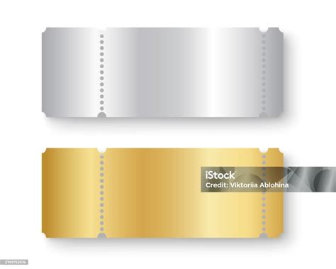 실버 및 골드 티켓 모형 빛나는 메탈릭 추첨 복권 당첨 잭팟 로또 쿠폰 제공 템플릿 호화로운 스타일의 입구 또는 좌석용 카드 벡터 현실적인 그림 0명에 대한 스톡 벡터 아트