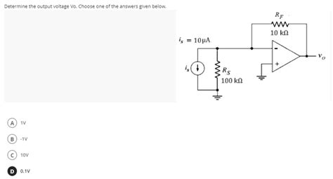 Solved Determine The Output Voltage Vo Choose One Of The Chegg