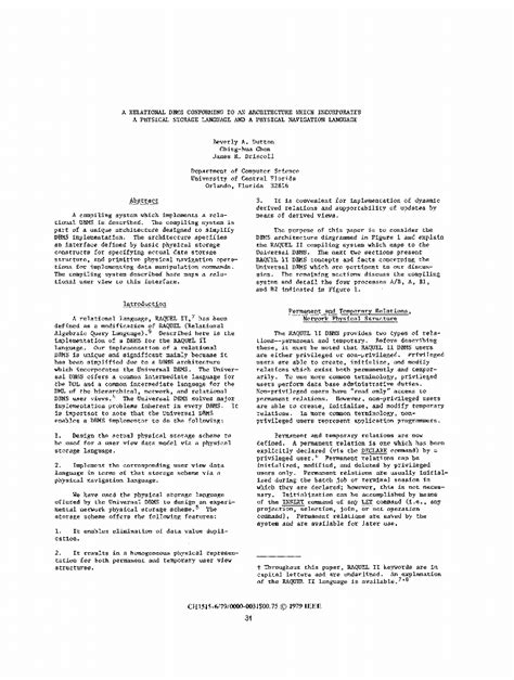 A Relational Dbms Conforming To An Architecture Which Incorporates A Physical Storage Language