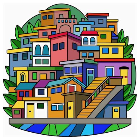 Premium Vector Playful Favela Doodle Vector Art Illustration With Bold Colors And Graffiti On