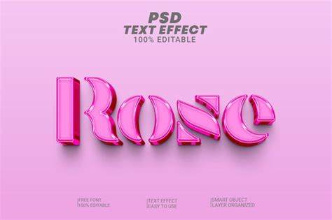 Premium Psd Psd Rose 3d Text Effect Style