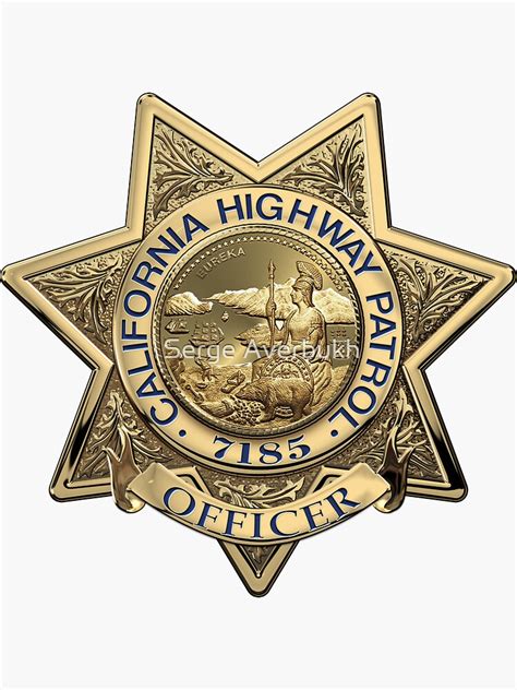 California Highway Patrol Chp Officer Badge 7185 Over White Leather Sticker For Sale By