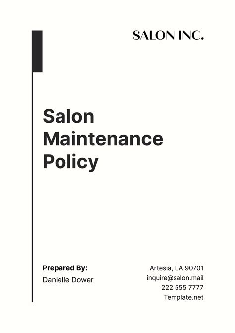 Free Salon Maintenance Policy Template To Edit Online