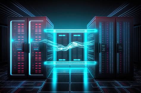 Premium Photo Generative Ai Data Center Room With Mainframe Storage Servers Cloud Network