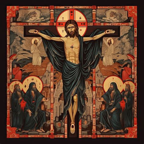 Premium Ai Image Illustration Of Jesus On A Cross Icon Style