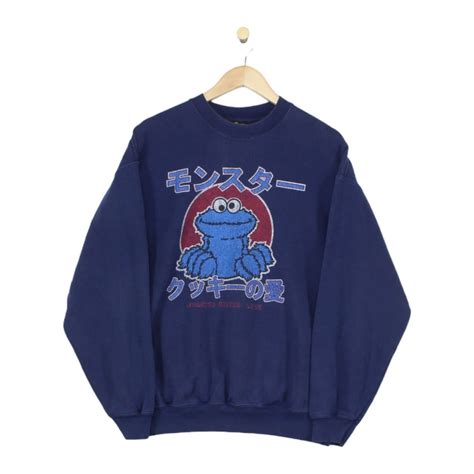 Vintage Sesame Street Sweatshirt Mens Size L Blue Graphic Crew Neck Etsy