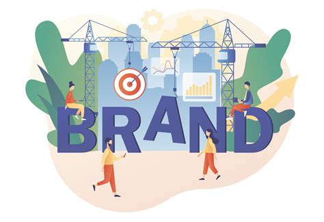 Brand Tiny People Working On Building Brand Corporate Identity