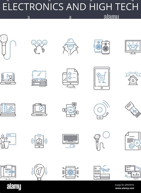 Electronics And High Tech Line Icons Collection Gadgets Devices