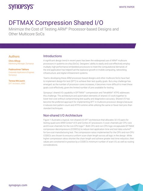 dftmax compression shared i o minimize the cost of testing arm