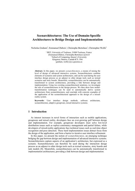 Pdf Scenarchitectures The Use Of Domain Specific Architectures To