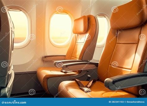 Airplane First Class Interior View Ai Generated Stock Illustration