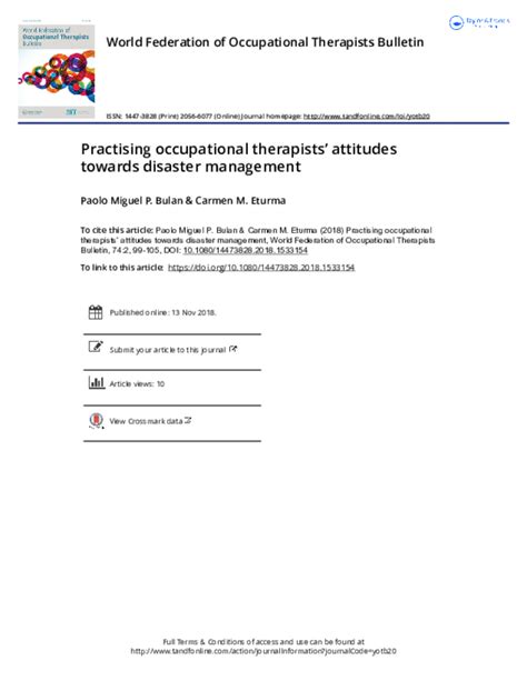 Pdf Practising Occupational Therapists Attitudes Towards Disaster