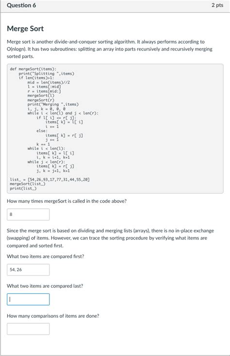 Solved Quiz Instructions Lab Sorting Algorithms And Chegg