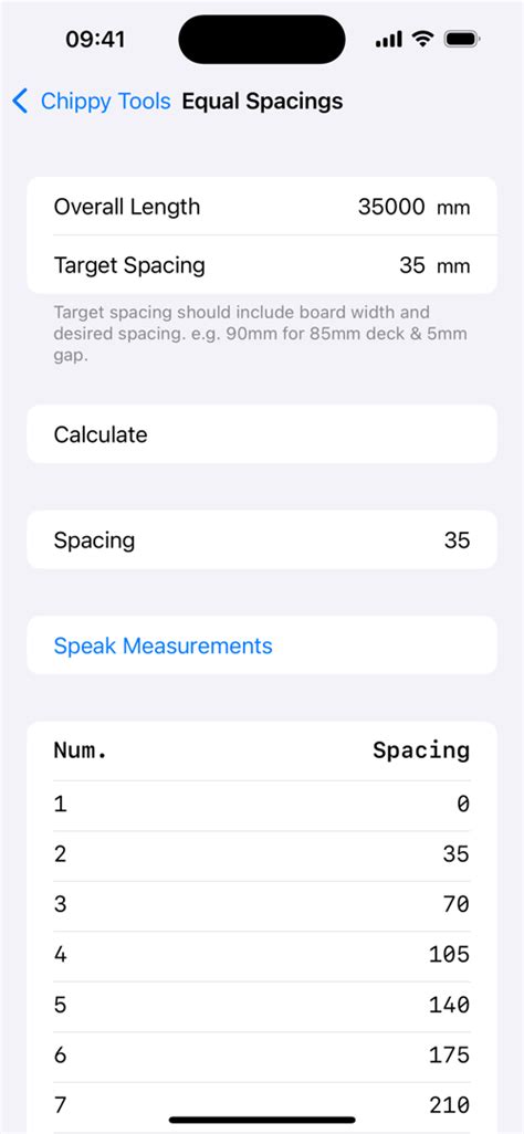 Equal Spacing Calculator